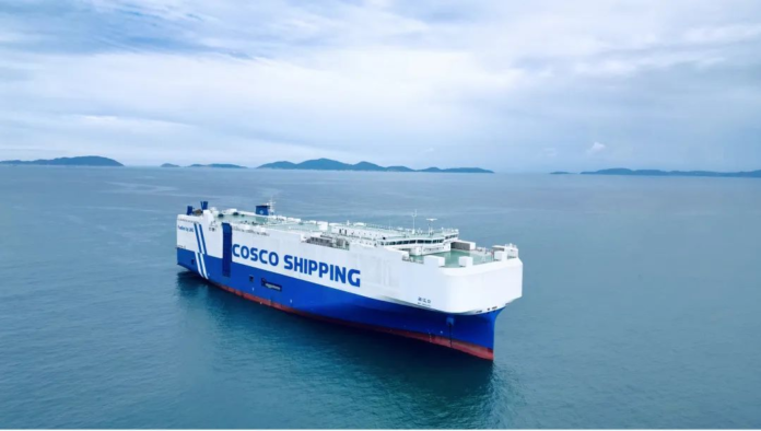 Mawei Shipbuilding's first 7,500 CEU dual-fuel PCTC completes sea ...