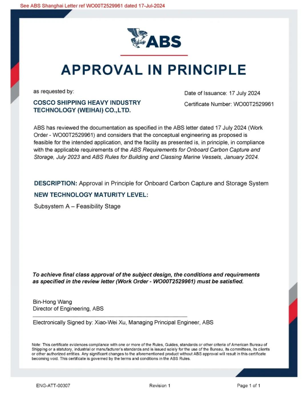 CHIT's onboard hypergravity carbon capture system Receives AIP from ABS ...