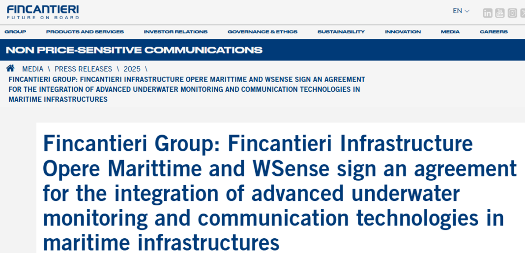 Fincantieri and WSense Partner to Bring Internet of Underwater Things to Port Infrastructure ...