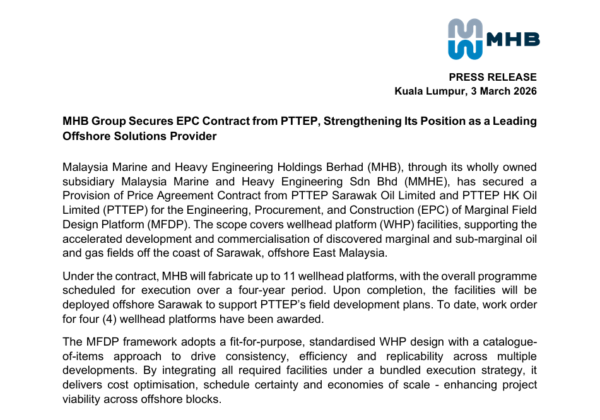 MHB Subsidiary MMHE Secures PTTEP’s Sarawak Marginal Field EPC Contract ...